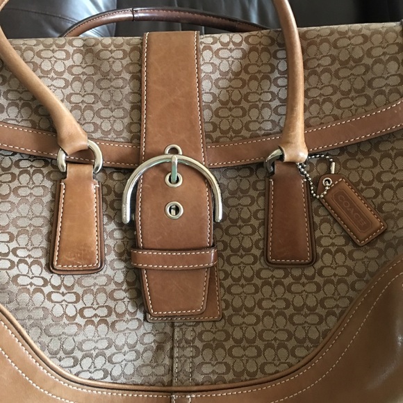 Coach | Bags | Coach Purse With Leather Bottom | Poshmark